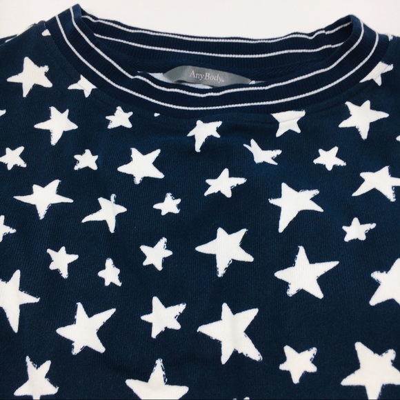 AnyBody | Tops | Anybody Printed Hacci Sweatshirt Top Stars Navy | Poshmark